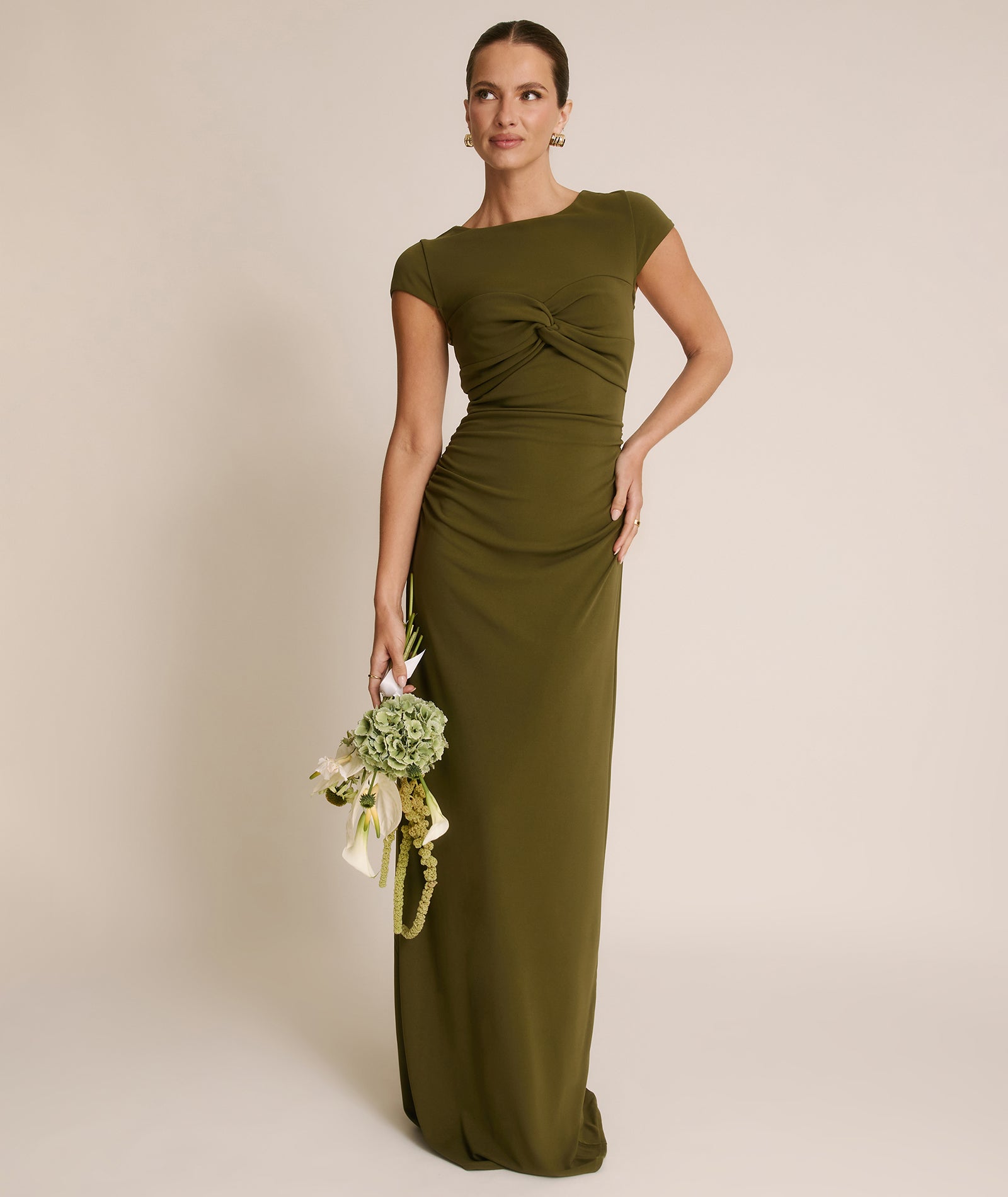 Twist Bust Stretch Sculpt Bridesmaid Dress - Fern Green – Six Stories